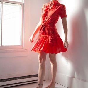 Marc Jacobs | Dresses | Red Marc Jacobs Ruffle Shirt Dress | Poshmark